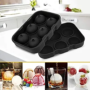 Rechishre Ice Cube Trays Silicone, Sphere Ice Ball Maker with Lid for Whiskey and Cocktails & Bourbon, Reusable and BPA Free 1 Pack