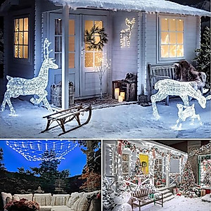 C-LARSS Battery Operated Fairy Lights 3 Pcs Copper Wire Waterproof Operated Led with Remote Control Dimmable Timer Function 8 Lighting Modes Garden Christmas White Light.
