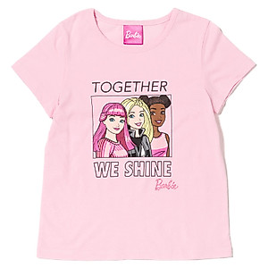 Barbie Little Girls Zip Up Fleece Hoodie Graphic T-Shirt and Leggings 3 Piece Outfit Set Gray 6