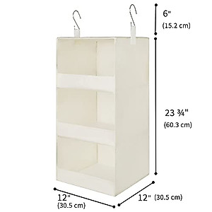 GRANNY SAYS 3-Shelf Hanging Organizer, Foldable Hanging Closet Storage, Hanging Shelves for Wardrobes & RV Closet, Beige, 29 ¾" H X 12" W X 12" D, 1-Pack