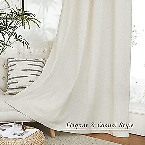 NICETOWN Natural Linen Curtains 84 inch Long 2 Panels Set, Grommet Top Thick Linen Burlap Semi Sheer Vertical Drapes Privacy Assured with Light Filtering for Bedroom/Living Room, W55 x L84