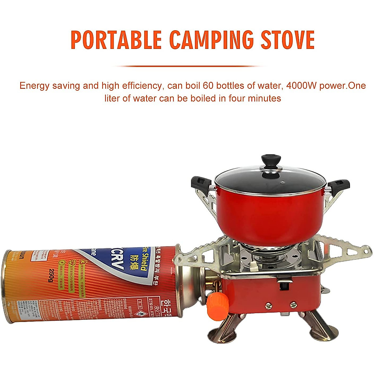 Portable Camping Gas Stove, Ultralight Backpacking Stove Folding Outdoor Camping Stove with Carry Case for Hiking, Camping, Outdoor Cooking, Picnic, BBQ