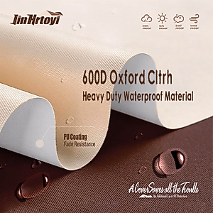 Jin Hrtoyi 3 Piece Outdoor Patio Set Furniture Cover,Garden Furniture Cover,64"Wx25"Dx28"H,100% Waterproof(600D), Fit for Rattan Chair Conversation Sets for Patio Bistro, Beige & Brown