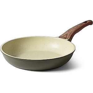 Caannasweis 9.5 Inch Nonstick Frying Pan Skillet Induction Compatible Stone Cookware Chef's Pan Healthy Egg Omelette Pan PFOA Free avocado color