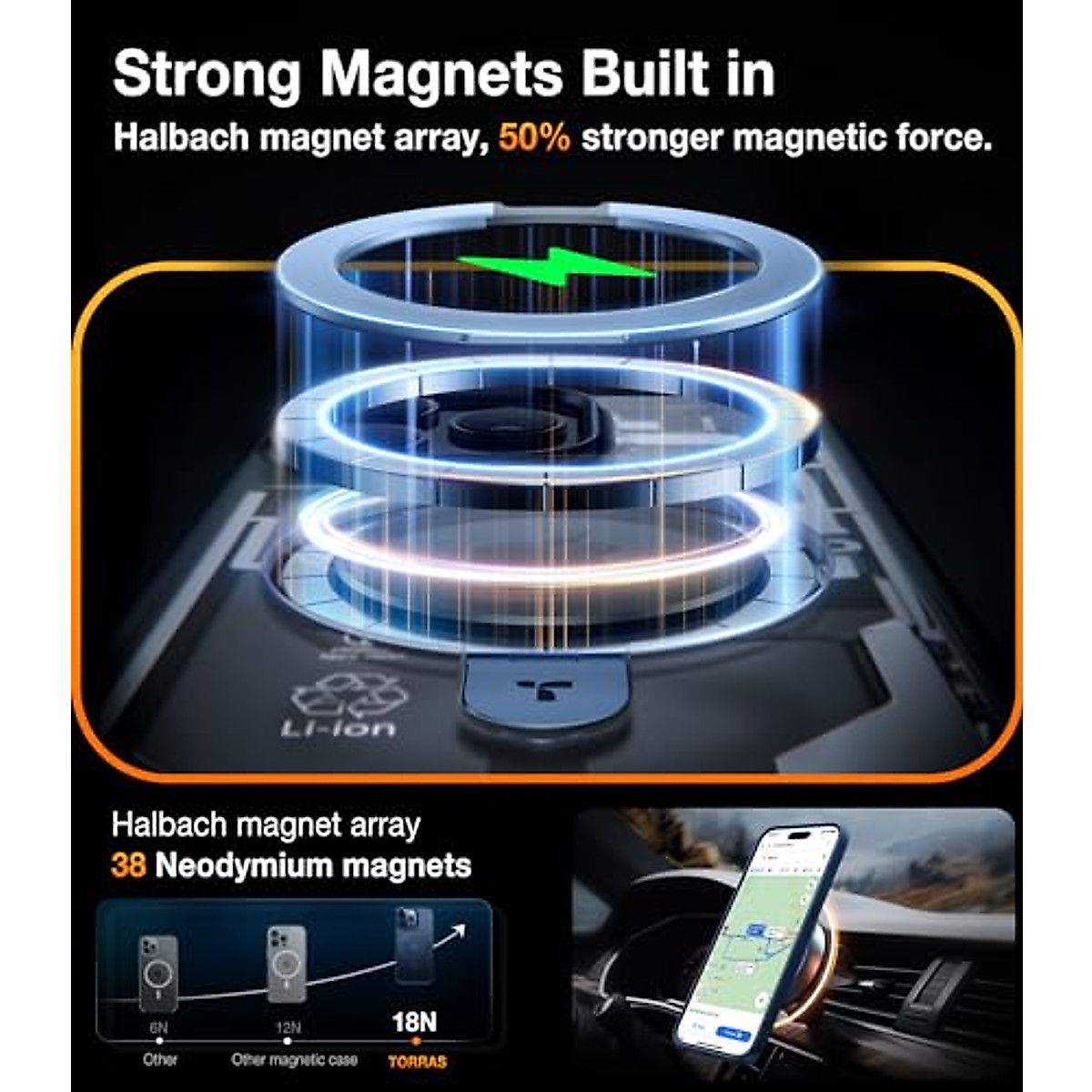 TORRAS Magnetic Ostand for iPhone 14 Pro Max Case [Compatible with Magsafe] with Stand, [Military Grade Drop Protection] Shockproof Translucent Back Slim Protective Phone Case (2022), Blue