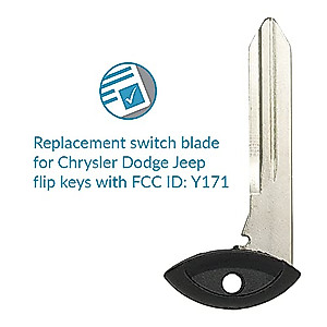 Keyless2Go Replacement for New Uncut Fobik Remote Blank Emergency Key Blade Y171 (2 Pack)