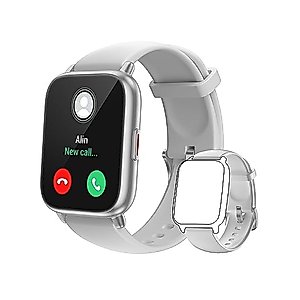 RUIMEN Smart Watch Answer/Make Calls Fitness Watch with Spare Strap Reloj Inteligente 1.7”Full Touch Smartwatchs for Women Men Heart Rate/Sleep Monitor Watch 100+ Sports IP68 Waterproof(Gray)