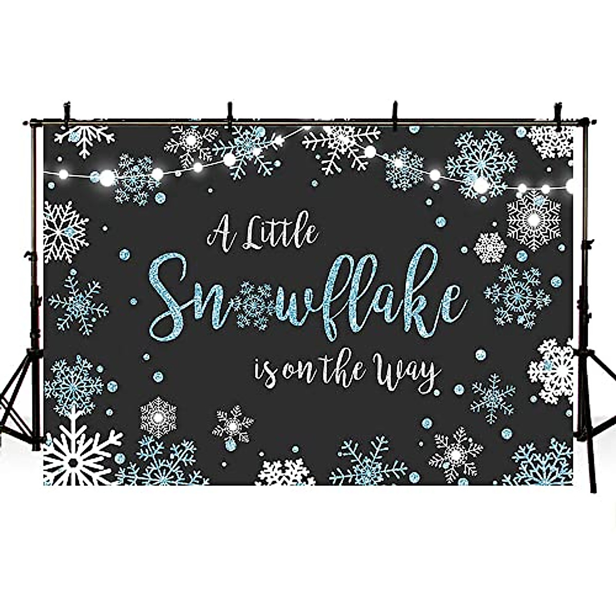 AIBIIN 7x5ft Snowflake Baby Shower Backdrop Winter Blue and Silver Snowflake Baby Shower Party Decorations Wonderland Snow Diamond Glitter Christmas Xmas Banner Photography Background Photo Props