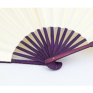 Folding Fan China Fan,Hand Fans with Traditional Chinese Arts (Cream) 13inch