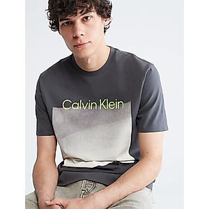 Calvin Klein Men's Dusted Gradient Box Logo Crewneck T-Shirt, Forged Iron