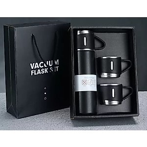 Stainless Steel Thermo + 3 cup, 500ml/16.9oz (Black, Grey and Blue Set)