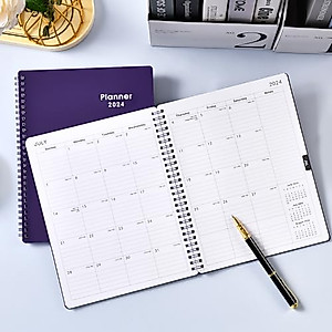 2024 Planner - 2024 Planner Spiral Bound, Jan. 2024 - Dec. 2024, 8”× 10”, 2024 Weekly & Monthly Planners for Women/Man with Printed Monthly Tabs, Strong Twin-Wire Binding, Waterproof Cover