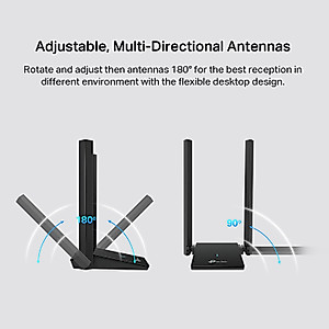 TP-Link WiFi 6 USB Adapter for Desktop PC - (Archer TX20U Plus) AX1800 Wireless Network Adapter with 2.4GHz, 5GHz, High Gain Dual Band 5dBi Antenna, WPA3, Supports Windows 11/10