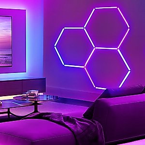 lylunnamsp Hexagon Garage Lights, 170W 19550LM, 3 Grids RGB LED Hexagon Lights, 6500K Super Bright Honeycomb Lights Ceiling for Garage, Gaming Room, Party, Gym, Bar