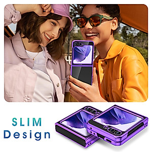 MILPROX Compatible for Galaxy Z Flip 5 Case (2023), Slim Hard Cover Luxury Electroplated Edge, Ultra Thin Shockproof Bumper Folding Gel Shell Protector for Samsung Galaxy Z Flip 5 Case-Purple