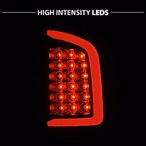 AmeriLite for 2002-2006 Dodge Ram 1500 2003-06 Ram 2500 3500 Pickup Dark Black C-Type LED Tube Replacement Tail Lights Brake Lamps Pair - Driver and Passenger Side