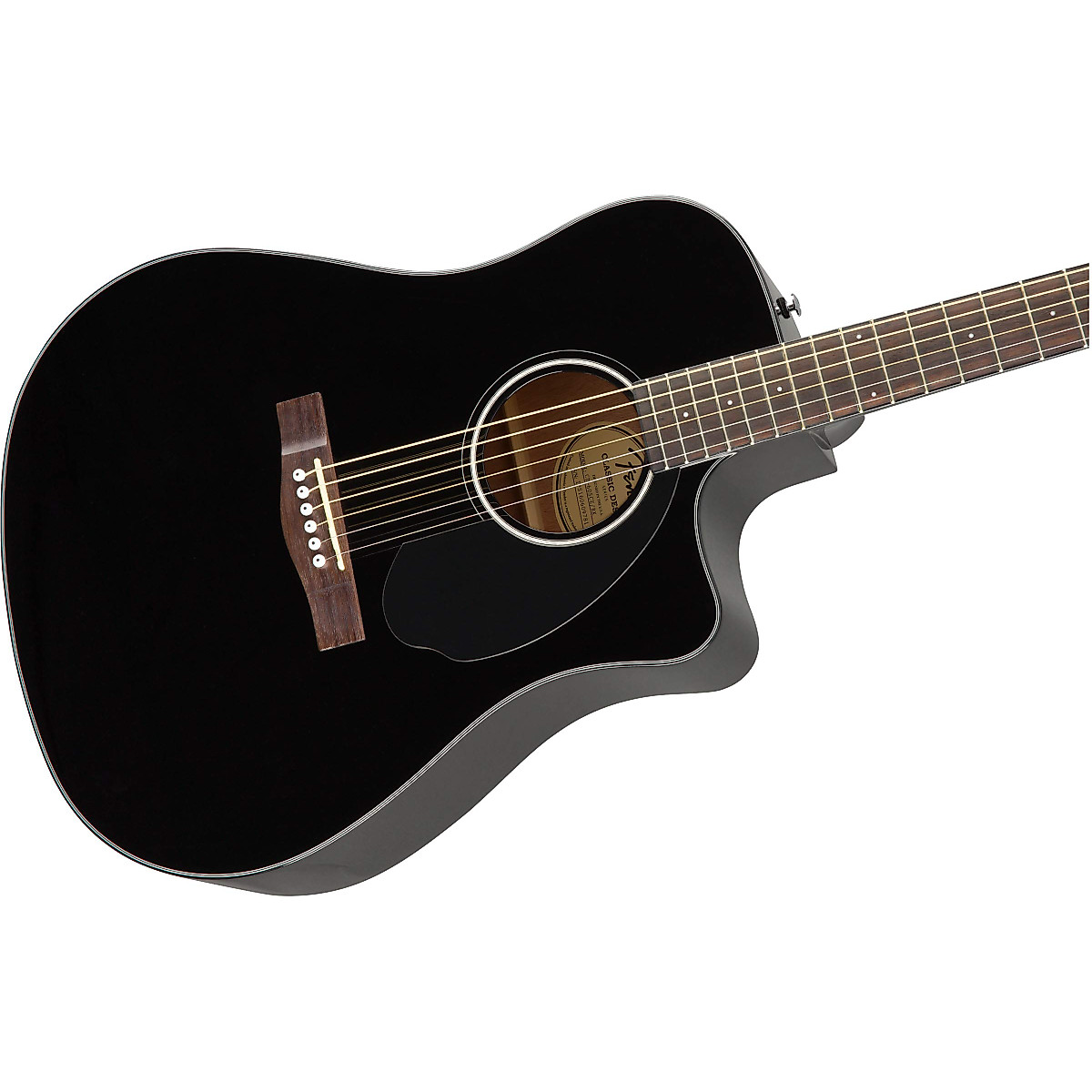 Fender CD-60SCE Solid Top Dreadnought Acoustic-Electric Guitar - Black Bundle with Hard Case, Instrument Cable, Tuner, Strap, Strings, Picks, and Austin Bazaar Instructional DVD