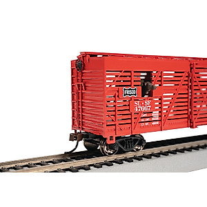 Bachmann Trains - 40' Animated Stock Car - Frisco #47667 with Cattle - HO Scale
