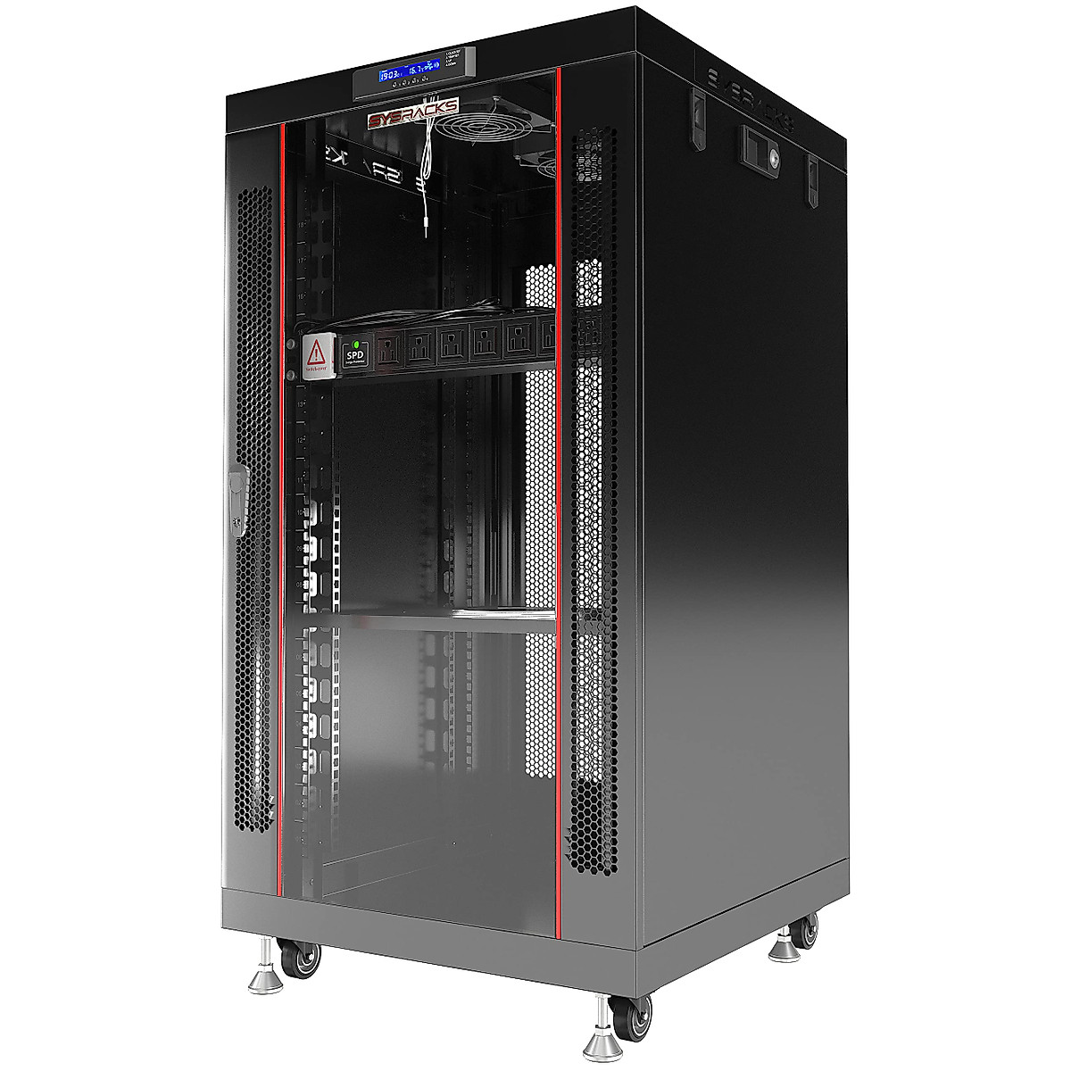Sysracks 18U 24inch Deep Server Rack Cabinet It Enclosure Premium Series Data It Locking Under Desk Network Rack with Wheels PDU and Other Accessories