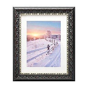 MEIGIX Home 8x10 Frame with High Definition Glass Surface, Anti-Wood Matt Frame, Display Picture 6x8 with Pad or 8x10 without Pad, for Wall or Desktop Display (Barocco Black)