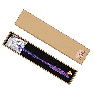 Xiaoyu Calligraphy Oblique Nib Pen Holder, English Calligraphy Pen Nib Holder, Resin Dip Pen Handle Nib Holder with 5 Flat Nibs, Blue and Pruple