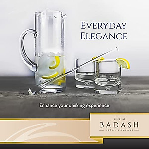 Badash Crystal Glass Pitcher - 9.75” Tall Mouth-Blown Lead-Free Crystal Glass Pitcher - 48 oz. Cocktail Pitcher - Cylinder Pitcher for any Beverage