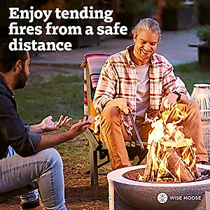 WISE MOOSE 34 Inch Fire Poker for Fire Pit Outdoor - Blow Poke, Fireplace Poker with Wooden Handle - Campfire Poker, Fire Pit Poker, Fire Poker for Fire Pit with Wooden Handle,