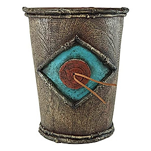 Ebros Gift Rustic Southwestern Old World Country Turquoise Bullseye with Branchwood Borders Faux Wood Bathroom Accessory Resin Sculpture (Dry Waste Basket Trash Bin)