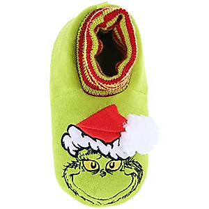 The Grinch Socktop Slipper for Toddlers, Holiday Slipper Sock with 3D Santa Hat, Green, Toddler Size 9/10