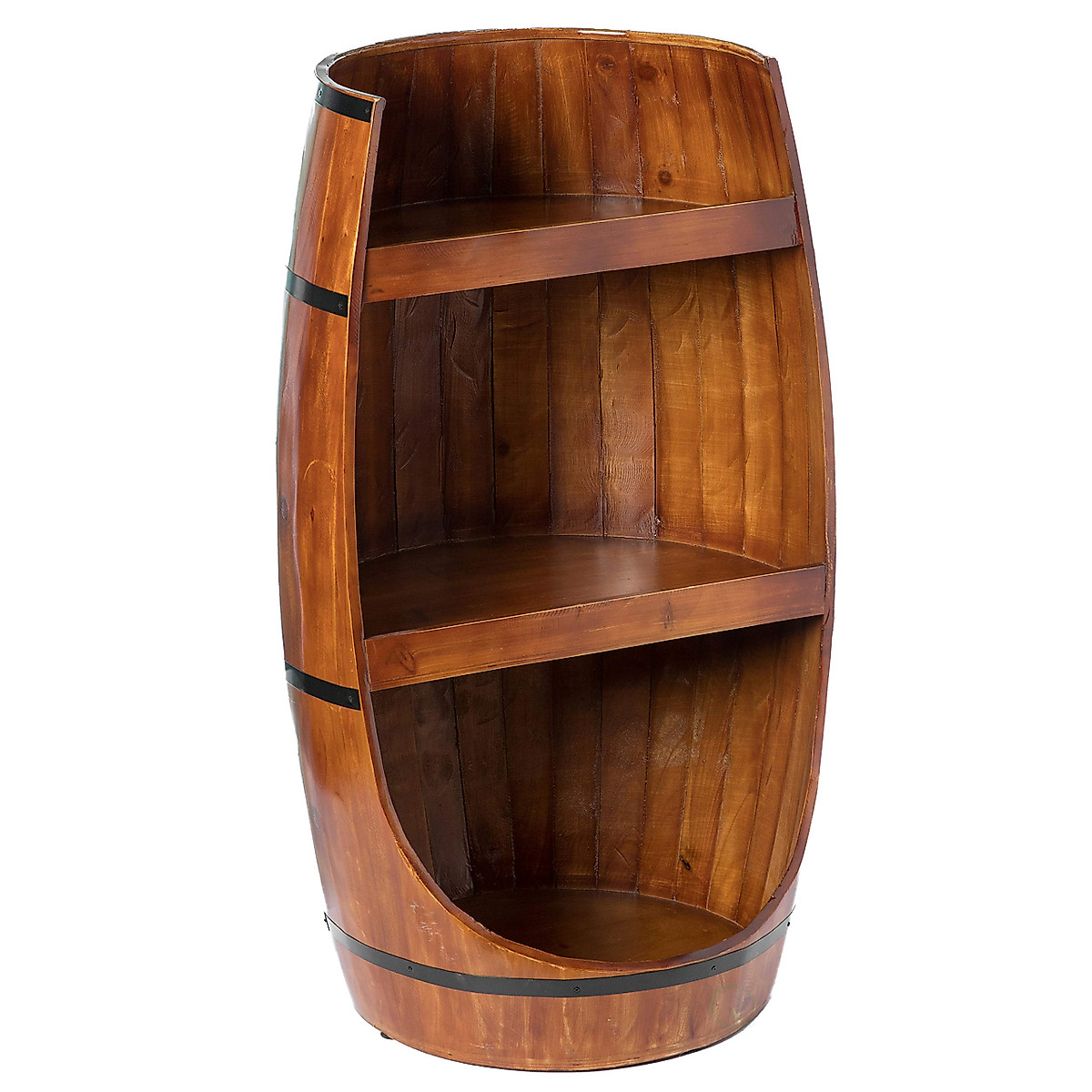 Vintiquewise Rustic Wooden Wine Barrel Display Shelf Storage Stand