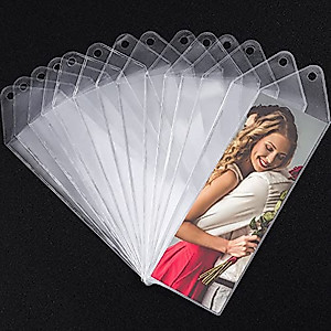 Plastic Bookmark Sleeves Photo Booth Sleeves 2-1/4 x 6-1/4 Inches for Wedding 2 x 6 Inches Vinyl Photo Strips for Valentine's Day Gift (60)