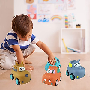 Toy Cars Gifts for 3+ Years Old Boys Girls Toddlers - Soft Car Baby Toys Pull Back Cars Set 4 Pack Birthday Gifts for Infant