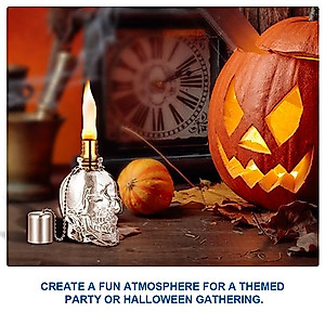 LANMU Molded Glass Table Torch, Outdoor Patio Garden Torch, DIY Skeleton Tabletop Decor, Skull Torch for Party/ Halloween/ Thanksgiving/ Christmas