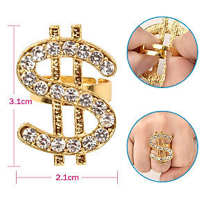 Hotusi Hip Hop Costume Kit, Bucket Hat Sunglasses Inflatable Boom Box Phone Dollar Sign Gold Chain 80/90s Party Supplies Cosplay Props