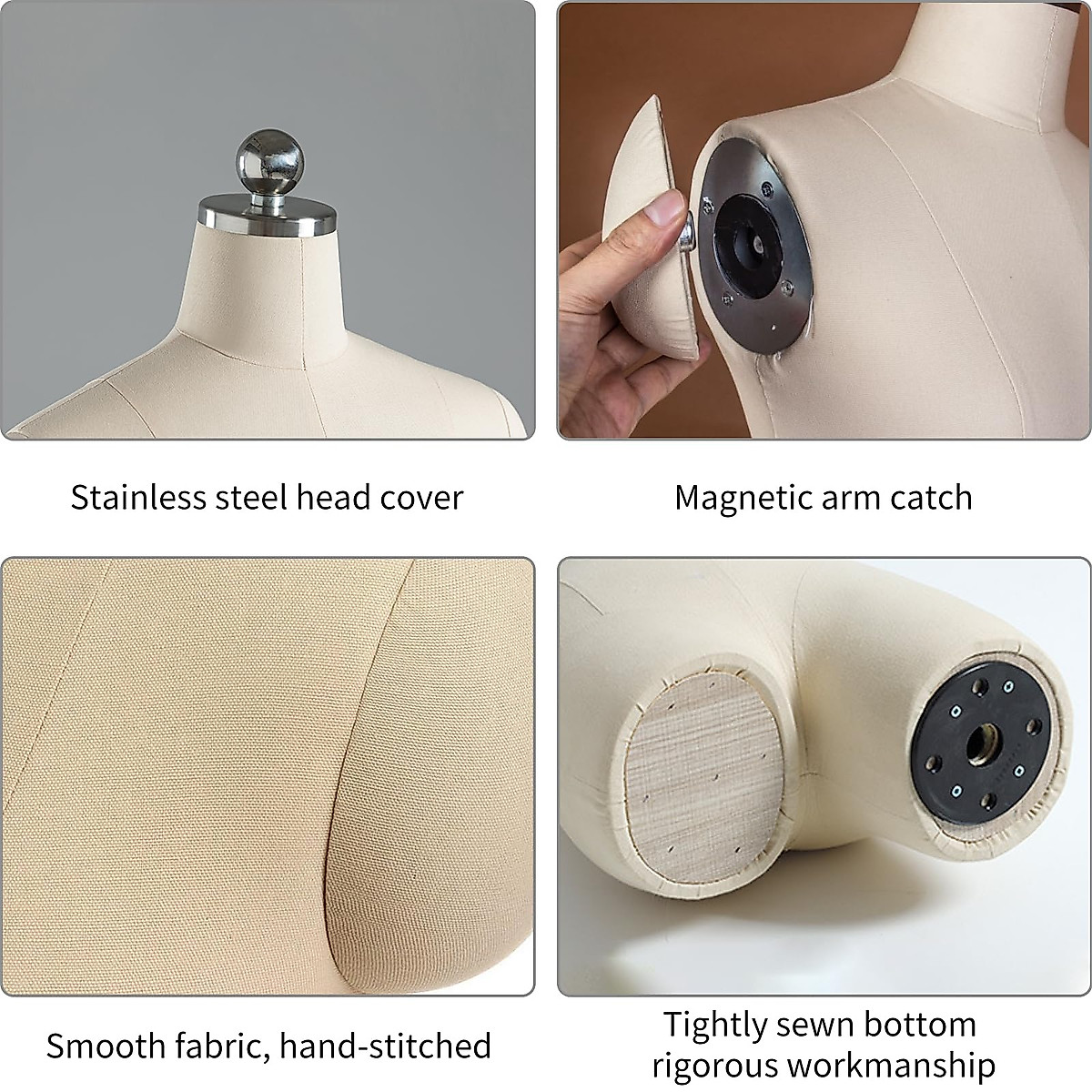 Female Mannequin Dress Body Form, Adjustable Height 183-227cm & Movable Universal Wheel Manikin Body, Straight or Angled Pins Available, Mannequin Torso for Sewing Clothing Jewelry Display