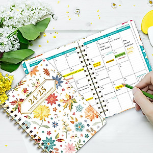Ymumuda 2024-2025 Planner, 12-Month Daily Weekly Monthly Planner from JUL.2024 to JUN.2025, 8.4" X 6", Spiral Planner Notebook with Stickers, Elastic Closure, Inner Pocket, Colorful Embroidery