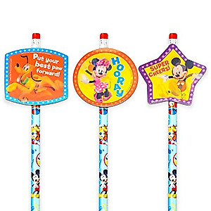 Classic Disney Disney Classroom Rewards for Teachers, Students ~ Teacher Supplies Bundle with 48 Mickey Mouse and Minnie Mouse Pencil Toppers with Stickers | Disney Classroom Decorations Theme