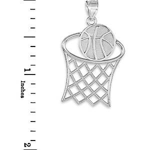 925 Sterling Silver Basketball Hoop Sports Charm Pendant