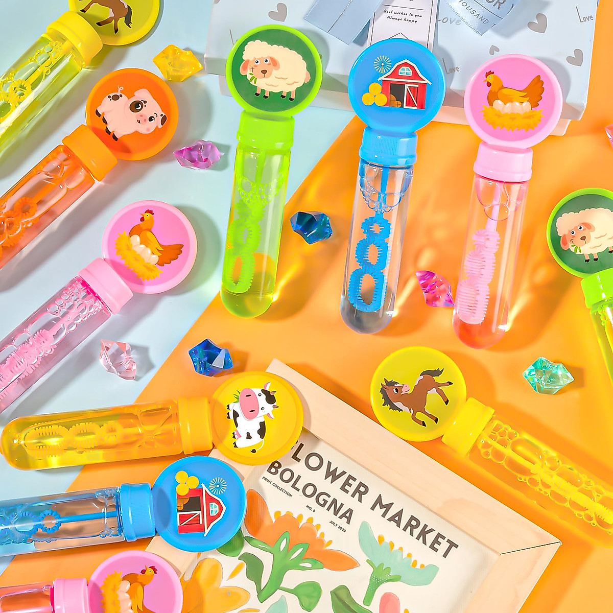 Winrayk 24Pcs Farm Animal Bubble Wand Bubbles Party Favors for Kids Mini Bubbles in Bulk Birthday Gift Toy Classroom Prize Valentine Bath Wedding Bubbles Goodie Bag Stuffers Farm Party Favors Supplies