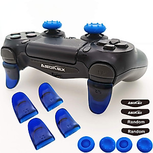 L2 R2 Ps4 Trigger Extenders (2 Pairs L2 R2 Triggers, 4pcs Joystick Cap, 2 Pairs LED Light Bar Decal) for Ps4 Controller(Blue)