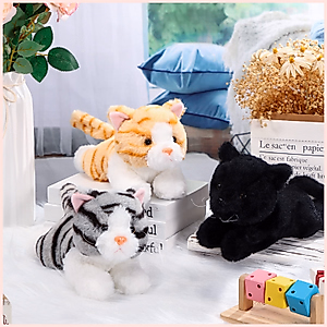 Harrycle 3 Pcs 9 Inch Cat Stuffed Animal Plush Gift Cute Kitten Plush Toys Small Cat Stuffed Animal Sleeping Gifts for Boys Girls Pet Party Favors(Stylish Style)