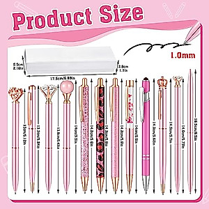 BESARME 12 Pcs Pink Ballpoint Pens Set, Pink Gifts for Women Crystal Diamond Pens Retractable Glitter Fancy Pens for Journaling Offices Schools Wedding Home Stationery Supplies Mother's Day Gift