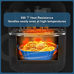 Permanent Warranty 8 Inch Silicone Air Fryer Liner 2 Pack Reusable 100% Food Grade Silicone Air Fryer Liner (Red/Blue)