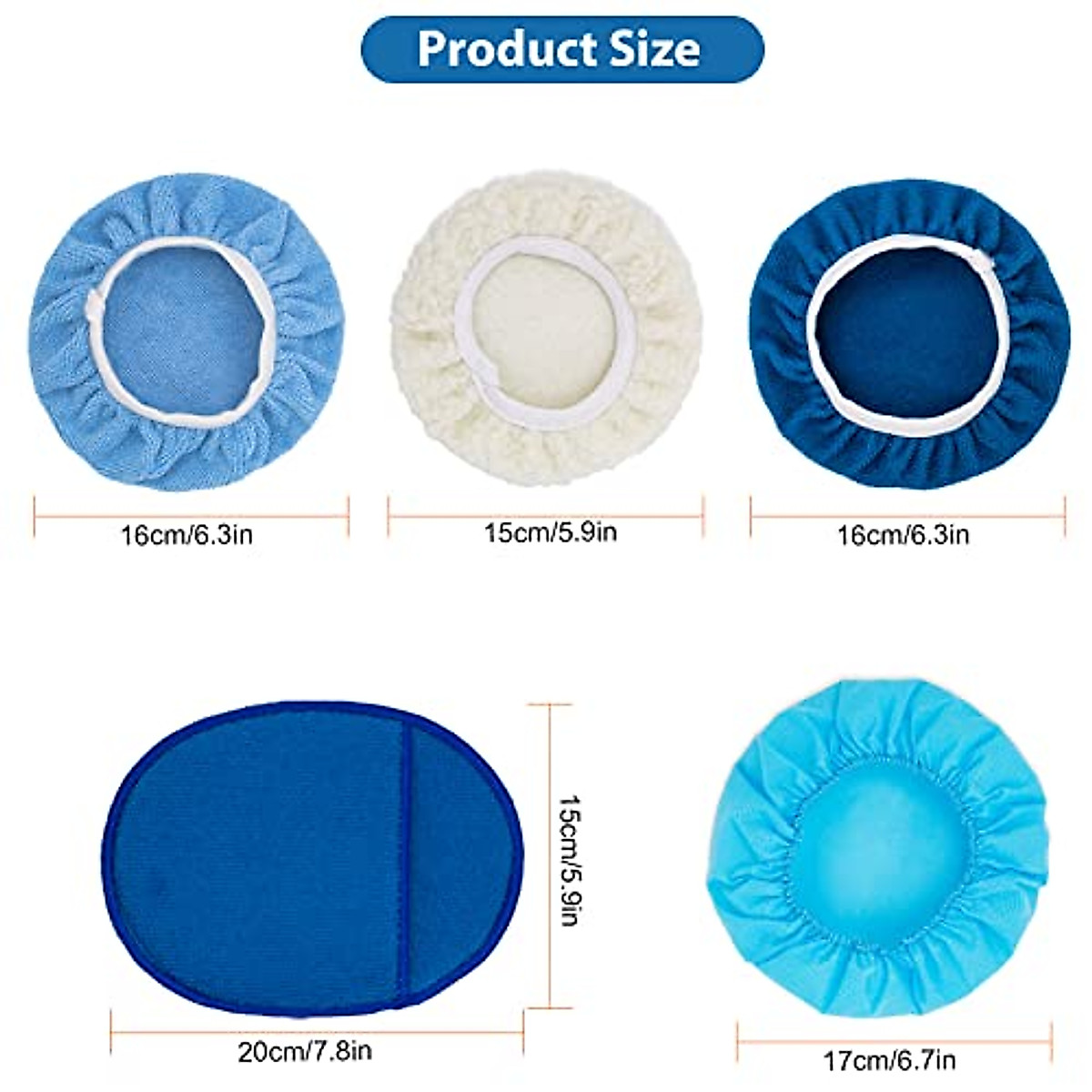 22pcs 6 to 7 Inch Polishing Pad Bonnets Set, Car Polisher Buffing Bonnets Microfiber Waxing Bonnet Car Buffing Wax Cover Kit for Waxing, Cleaning and Polishing
