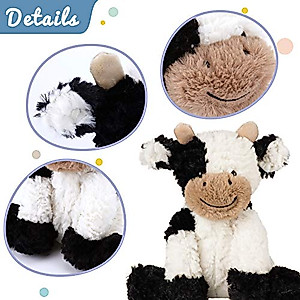 Hopearl Adorable Plush Cow Toy Floppy Dairy Cattle Soft Stuffed Animal Cute Birthday for Boys Girls Kids Toddlers, 9''