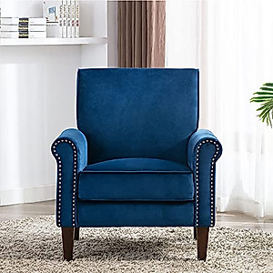 Morden Fort Bedroom Accent Chair, Velvet Upholstered Armchair for Living Room Bedroom Club Office-Navy Blue