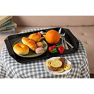 Aebeky Plastic Fast Food Tray,16.7 by 11.8-Inch,Set of 12 (Black)