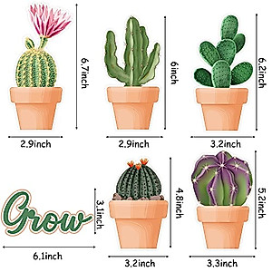 G1ngtar 70Pcs When We Learn We Grow Cactus Bulletin Board Decoration Set Green Plant Prickly Cactus DIY Cardstock Paper Cutouts Wall Decals Teacher Supplies for Fiesta Classroom School Kindergarten