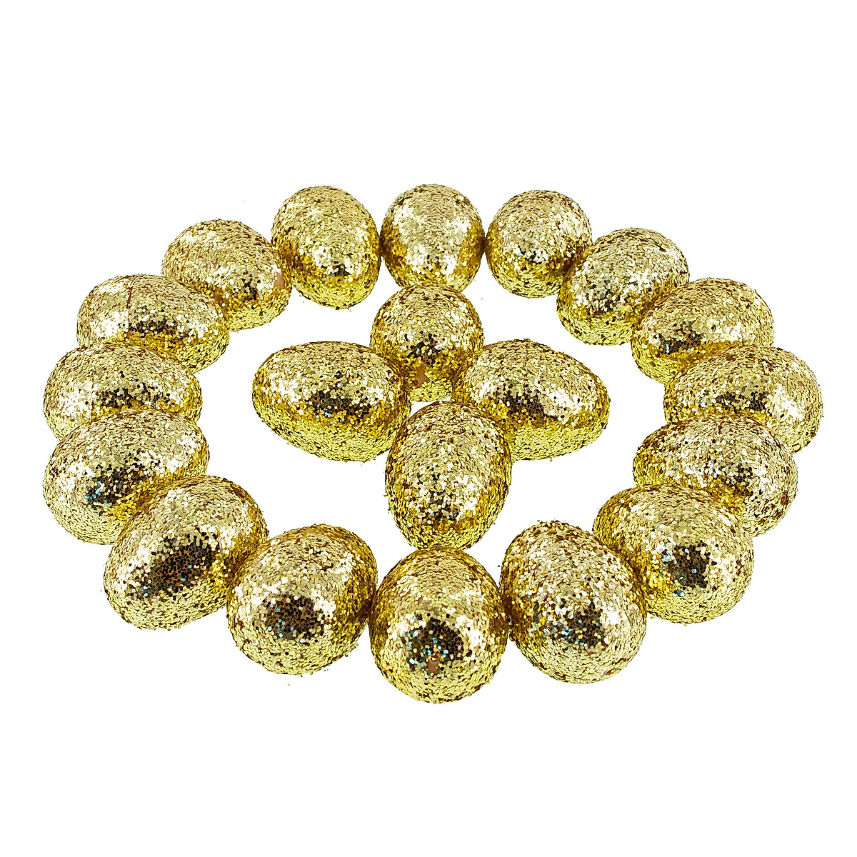 Golden Sparkle: Set of 20 Gold Glittered Fillable Plastic Easter Eggs 2.25 Inches