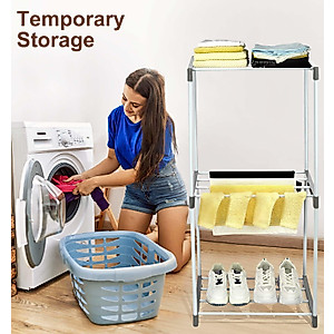 HOUSE AGAIN Clothes Drying Rack, Small Drying Rack Clothing, 3-Tier Laundry Cloth Dyer Racks Freestand Dryer Rack for Bathroom, Apartment and Laundry Room